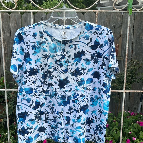 Studio Works | Tops | Studio Works Top Nwot Size L Blue And White ...